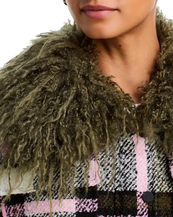 Essentiel Antwerp Kpop Faux Fur Collar Bomber Jacket