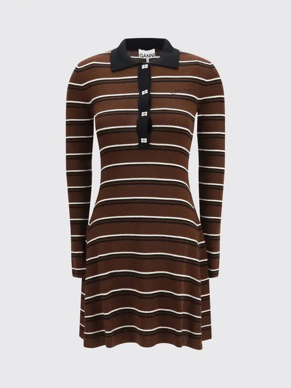 GANNI Striped Knit Dress