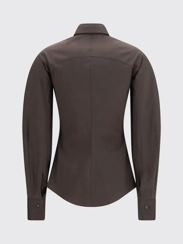 Brunello Cucinelli Cotton Blend Shirt With Monili Embellishment - Cocoa