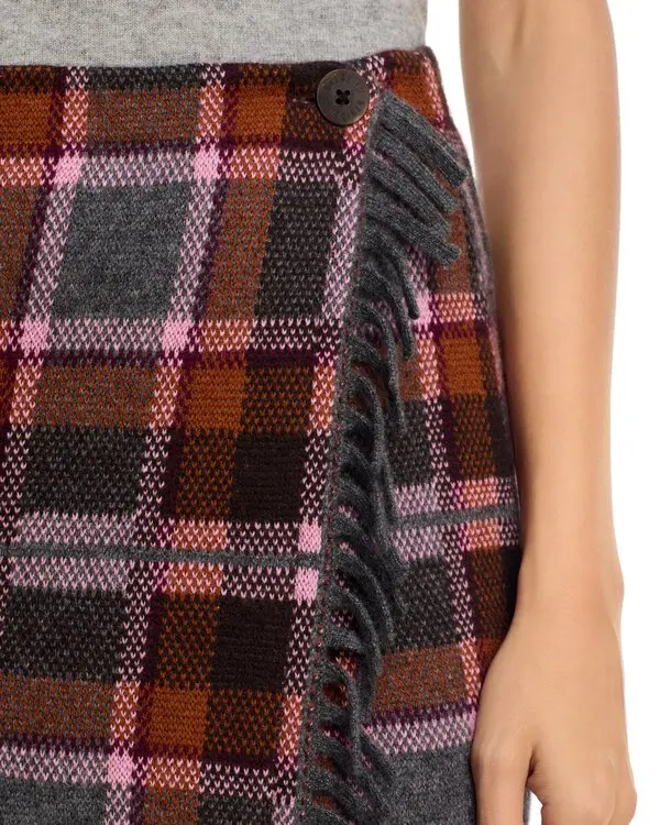 Guest In Residence Wool Cashmere Tartan Wrap Skirt