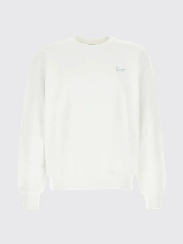 Kenzo Crewneck Cotton Sweatshirt With Contrast Logo Print On The Chest - White