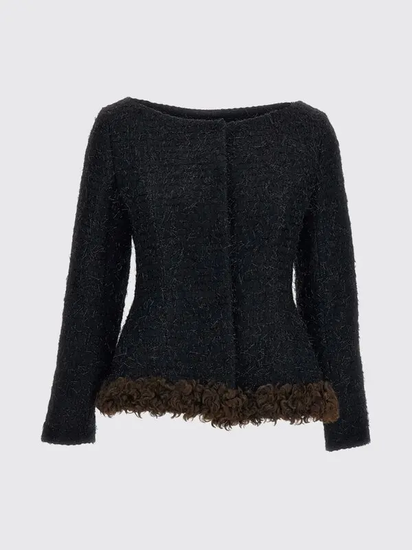 Simone Rocha Textured Fur Trimmed Jacket