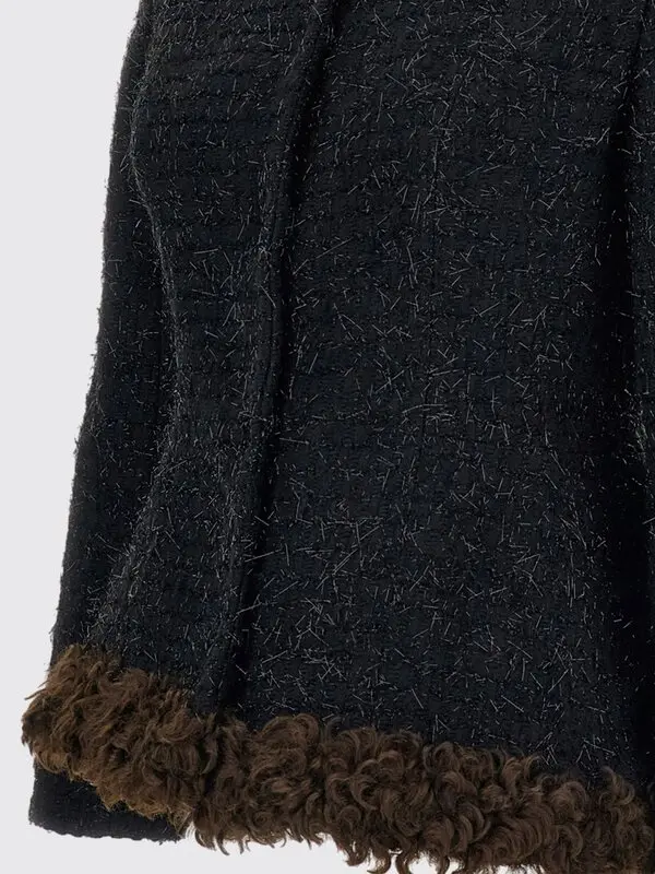 Simone Rocha Textured Fur Trimmed Jacket