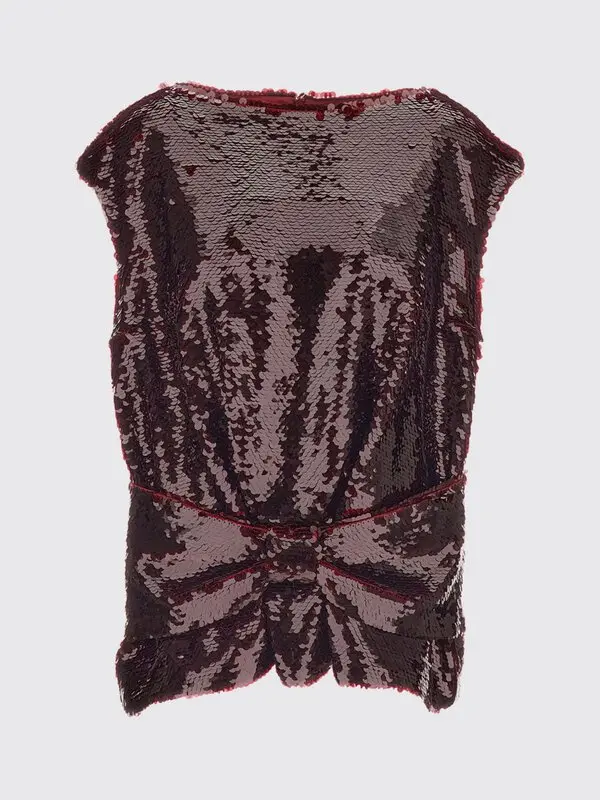 Simone Rocha Sequin Embellished Bow Detail Top - Red
