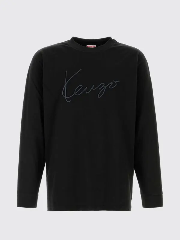 Kenzo Long-sleeved Cotton T-shirt With Tone-on-tone Embroidered Logo