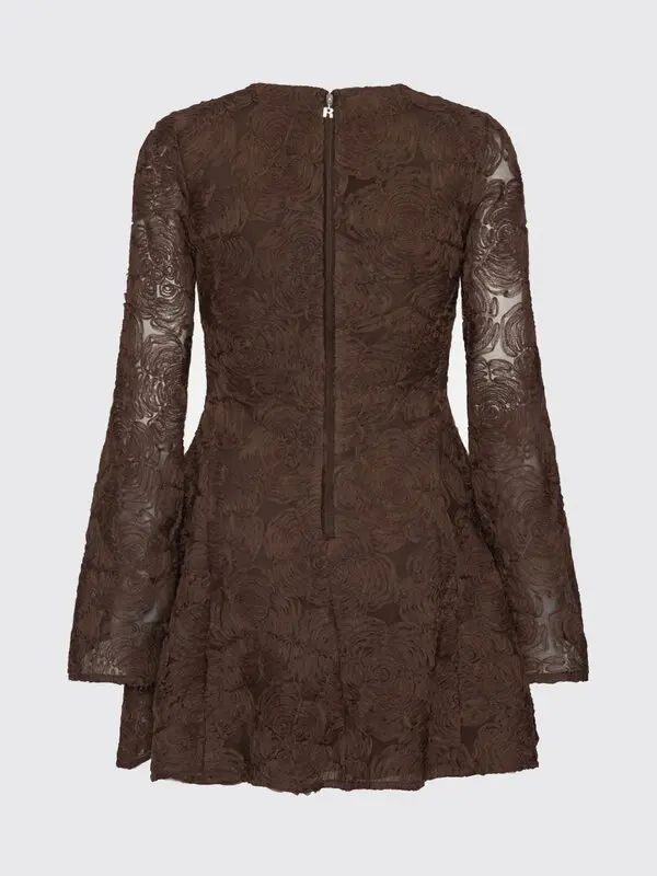 ROTATE BY BIRGER CHRISTENSEN Floral Print Long-sleeved Mesh A-line Mini Dress
