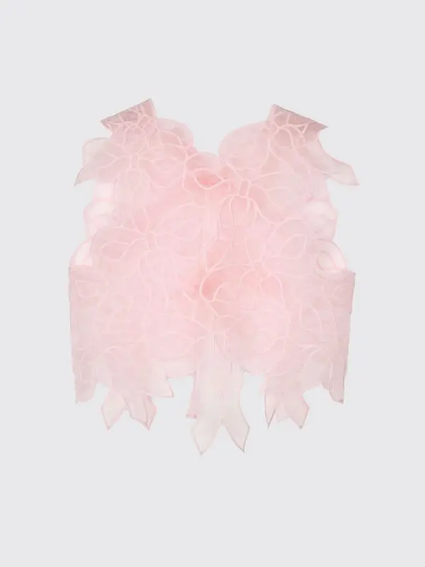 Cecilie Bahnsen Bow Detail Sheer Crop Top