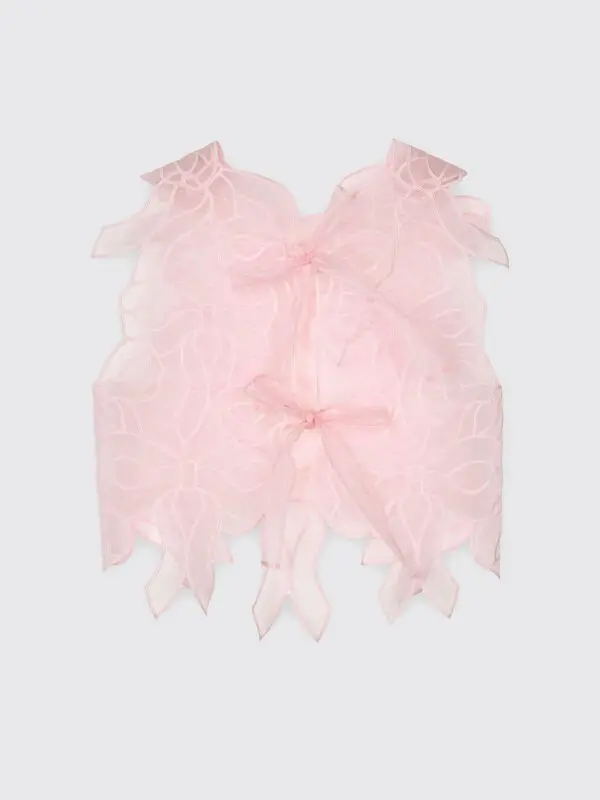 Cecilie Bahnsen Bow Detail Sheer Crop Top