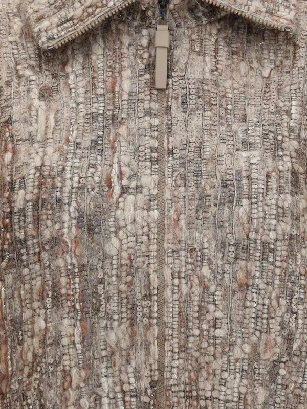Brunello Cucinelli Textured Zip-up Sweater - Beige