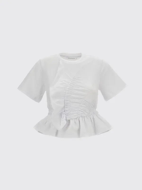 Cecilie Bahnsen Ruched Detail Short-sleeved Stretch-cotton T-shirt
