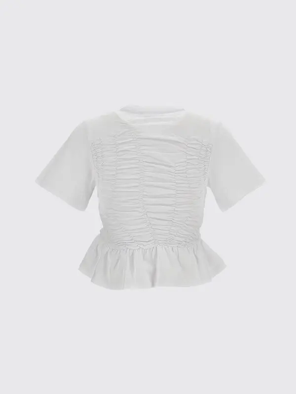 Cecilie Bahnsen Ruched Detail Short-sleeved Stretch-cotton T-shirt