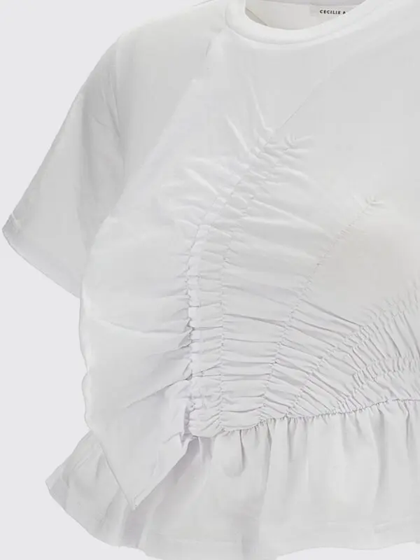 Cecilie Bahnsen Ruched Detail Short-sleeved Stretch-cotton T-shirt