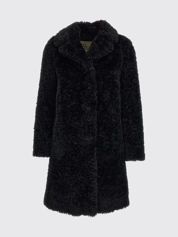 Herno Knee-length Single-breasted Faux Fur Coat With Lapel Collar - Black
