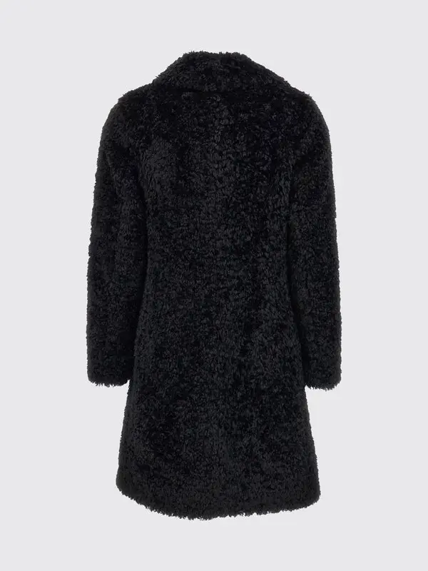 Herno Knee-length Single-breasted Faux Fur Coat With Lapel Collar - Black