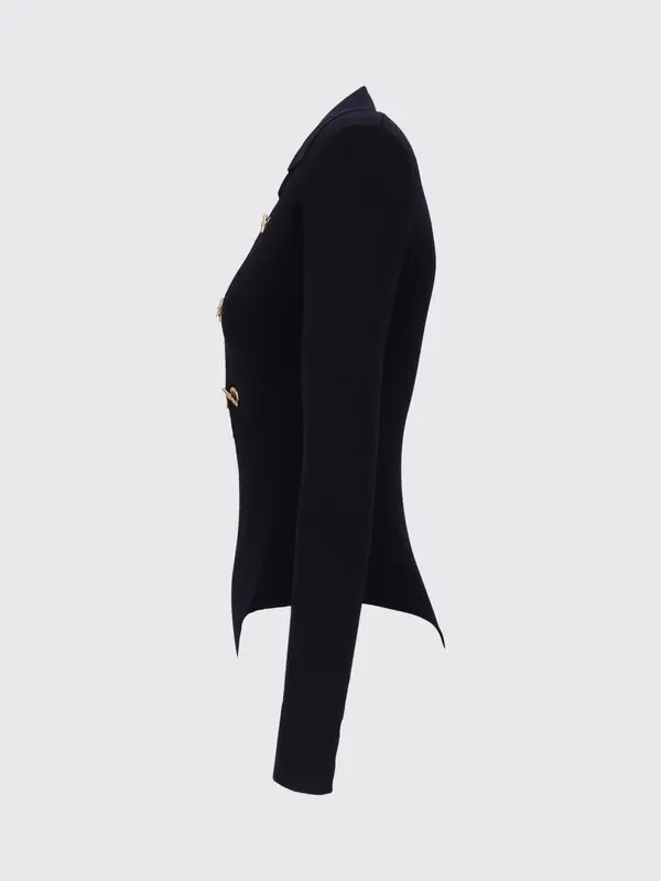 Elisabetta Franchi Long Sleeve Plunge Bodysuit - Blue