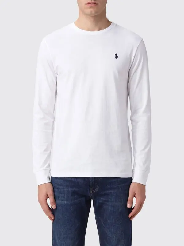 Polo Ralph Lauren Long-sleeved Cotton T-shirt With Pony Logo - White