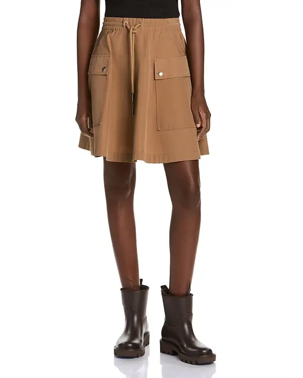 Moncler Cotton Blend A-line Mini Skirt - Open Brown
