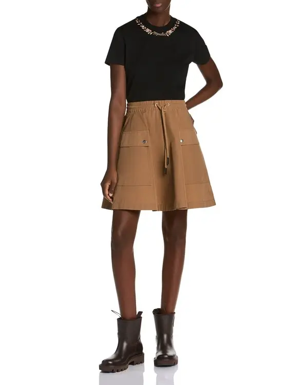 Moncler Cotton Blend A-line Mini Skirt - Open Brown