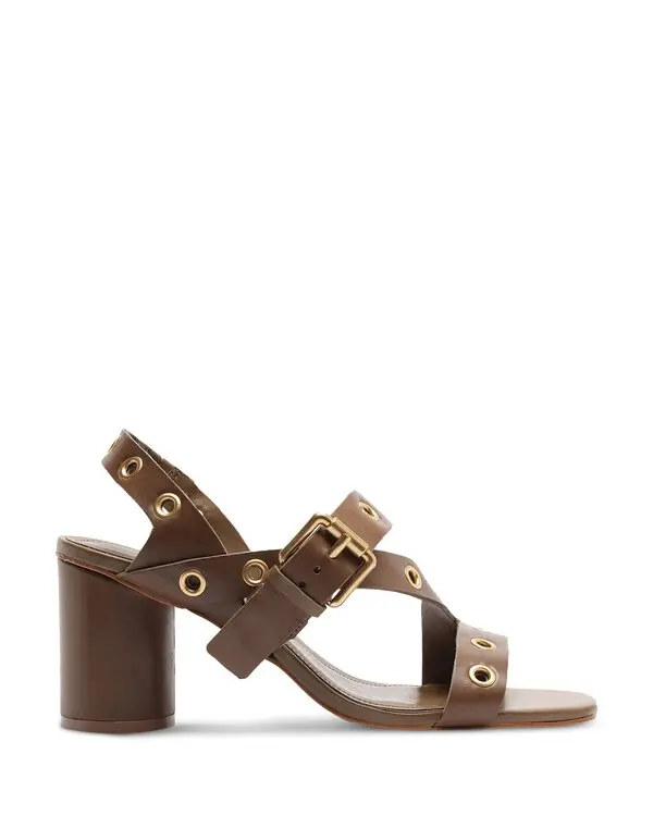 Farm Rio Grommet Block Heel Leather Sandals