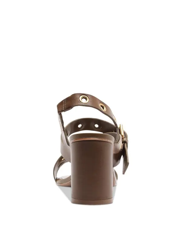 Farm Rio Grommet Block Heel Leather Sandals