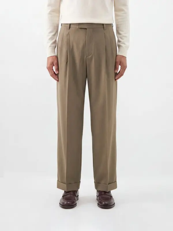 Valentino Garavani Pleated Wide-leg Trousers - Grey