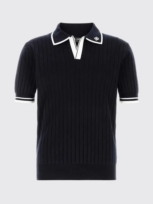 Dolce & Gabbana Slim Fit Ribbed-knit Cotton Polo Shirt