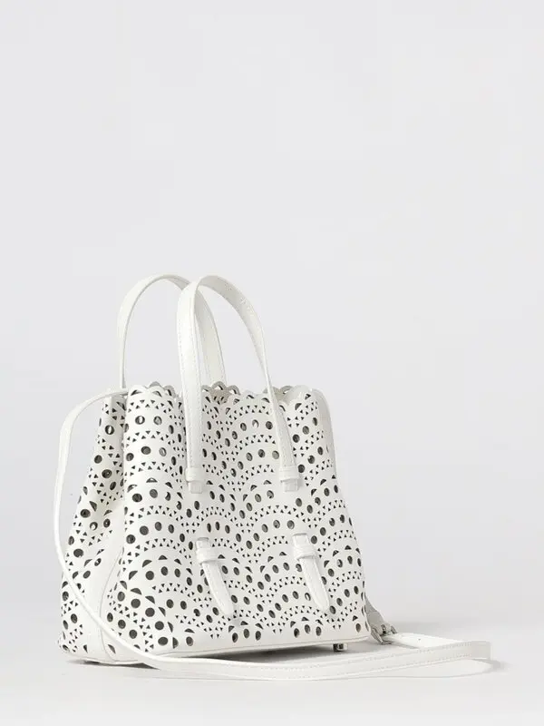 Alaïa Small Mina Perforated Leather Handbag - White