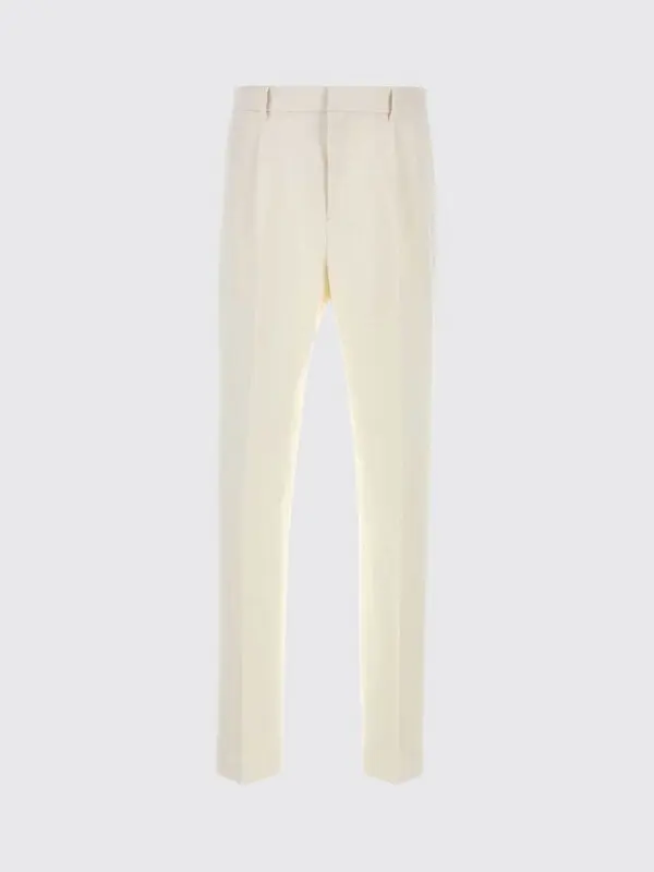 FERRAGAMO Slim Fit Cotton And Cashmere Tailored Trousers With Concealed Closure