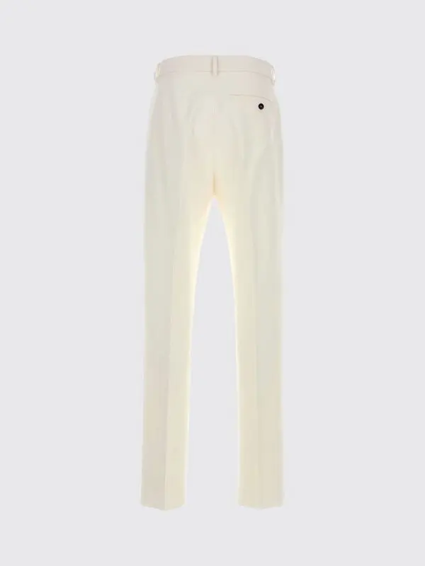 FERRAGAMO Slim Fit Cotton And Cashmere Tailored Trousers With Concealed Closure