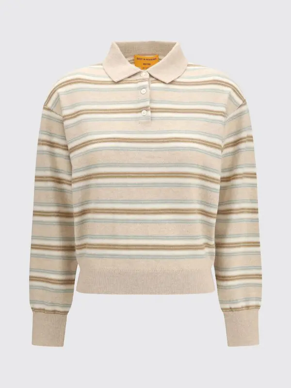 Guest In Residence Striped Cashmere Long-sleeve Slim Fit Polo Jumper - Beige