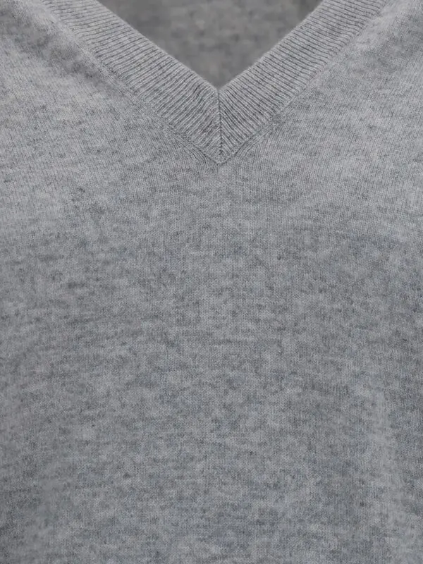 Brunello Cucinelli V-neck Jumper In Pure Cashmere With Ribbed Trims