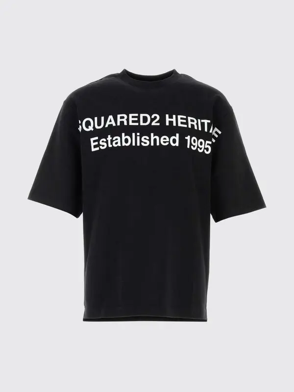 Dsquared2 Relaxed Fit Cotton Logo T-shirt With Dropped Shoulders - Black