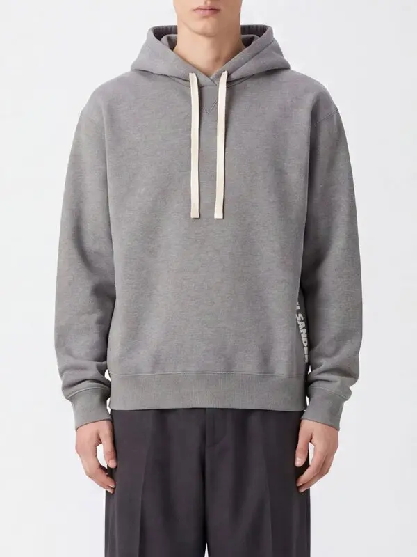 JIL SANDER Hooded Cotton Sweatshirt With Drawstring And Contrast Logo