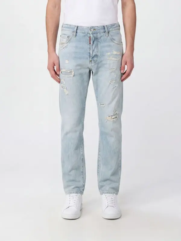 Dsquared2 Kawaii Regular Fit Straight Jeans In Distressed Cotton Denim