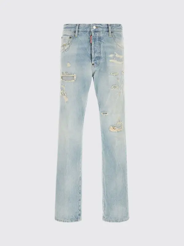 Dsquared2 Kawaii Regular Fit Straight Jeans In Distressed Cotton Denim