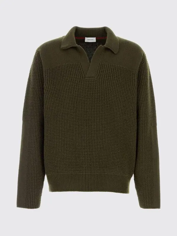 FERRAGAMO Textured Collared Long Sleeve Jacket