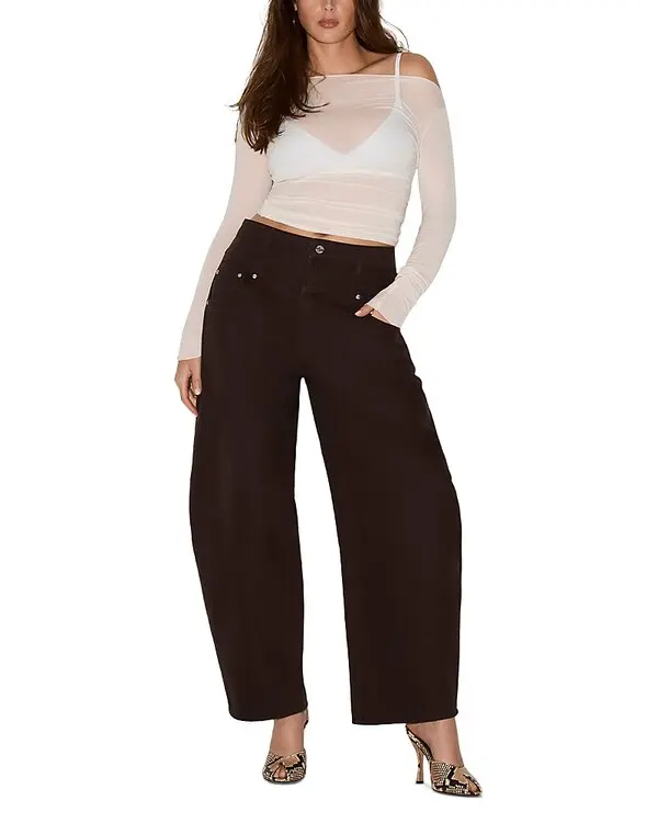 Steve Madden Tribeca High Rise Barrel Jeans - Espresso