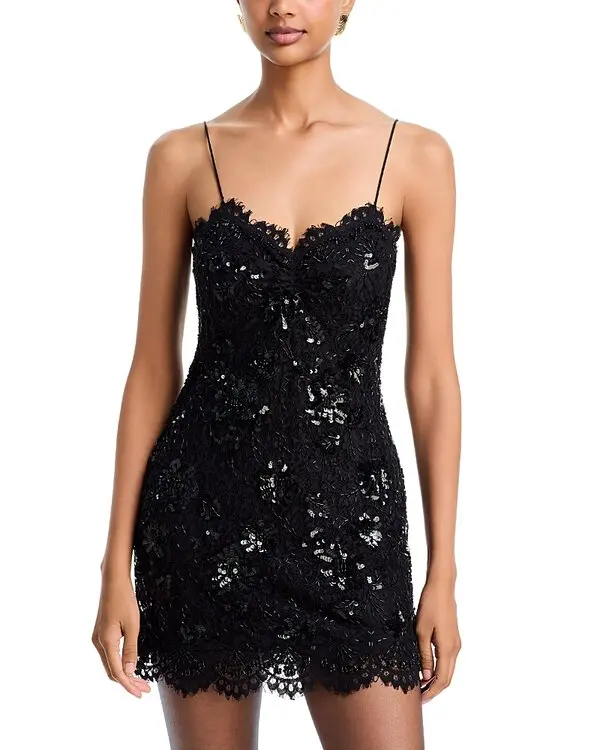 LoveShackFancy Jetta Embellished Lace Mini Dress