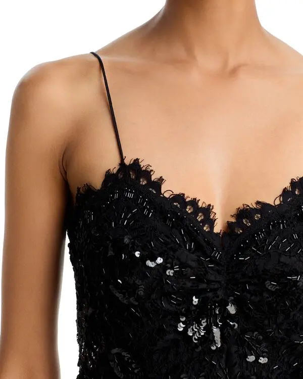 LoveShackFancy Jetta Embellished Lace Mini Dress