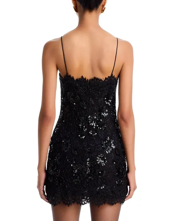 LoveShackFancy Jetta Embellished Lace Mini Dress
