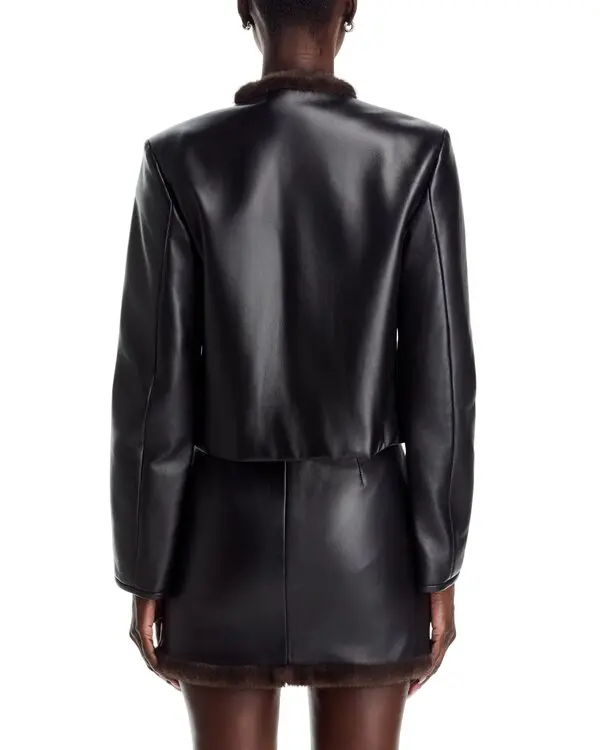 Alexander Wang Cropped Faux Fur Trim Leather Jacket