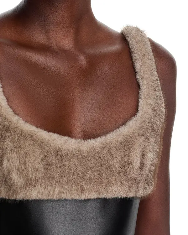 Alexander Wang Tailored Leather And Faux Fur Mini Dress