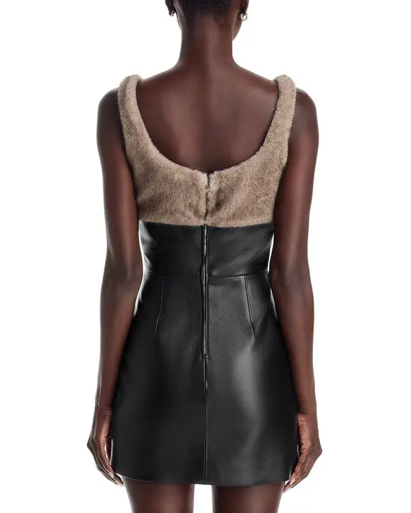 Alexander Wang Tailored Leather And Faux Fur Mini Dress