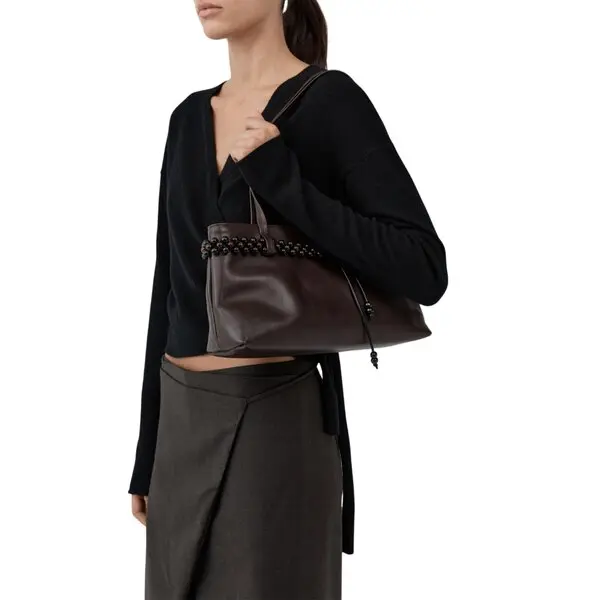 ST. AGNI Bead Belt Leather Structured Shoulder Bag