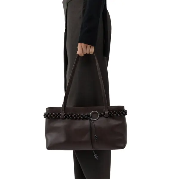 ST. AGNI Bead Belt Leather Structured Shoulder Bag