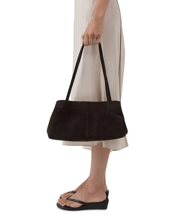 ST. AGNI Origami Medium Suede Shoulder Bag - Coffee