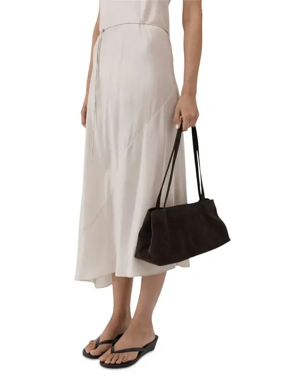 ST. AGNI Origami Medium Suede Shoulder Bag - Coffee