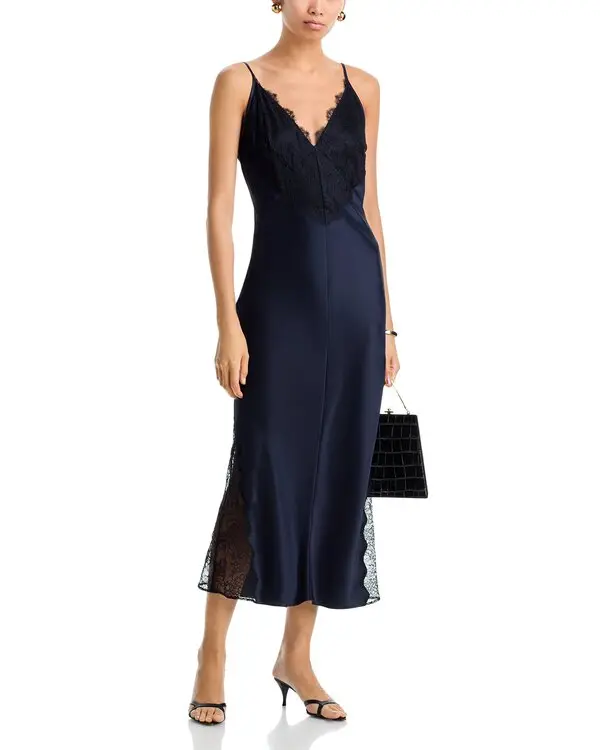 ANINE BING Judy Lace Panel Slip Dress