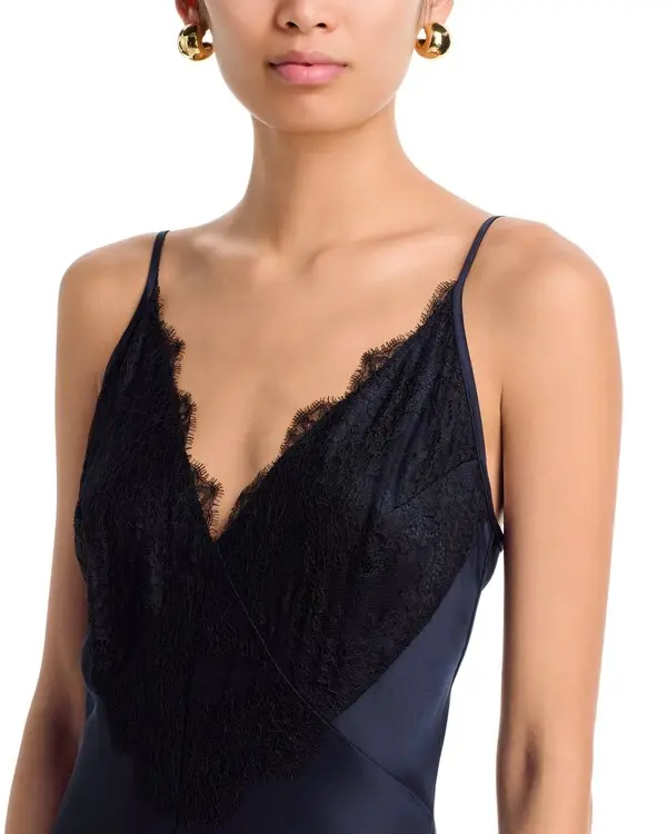 ANINE BING Judy Lace Panel Slip Dress