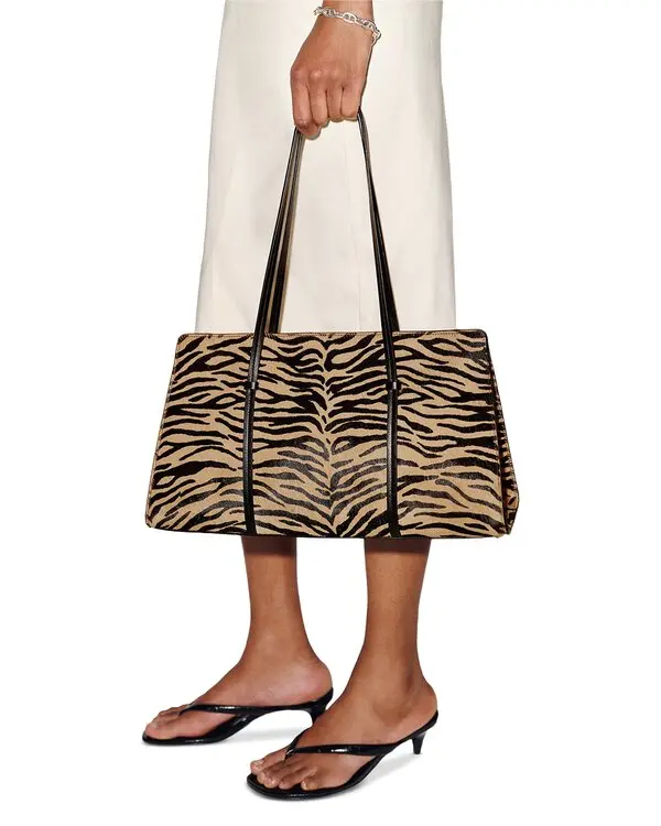 REFORMATION Elena Medium Leather Tote Bag - Warm Tiger